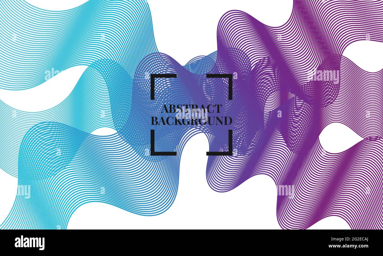 Abstract background vector with dynamic waves in blue and purple gradations, lines and particles ...