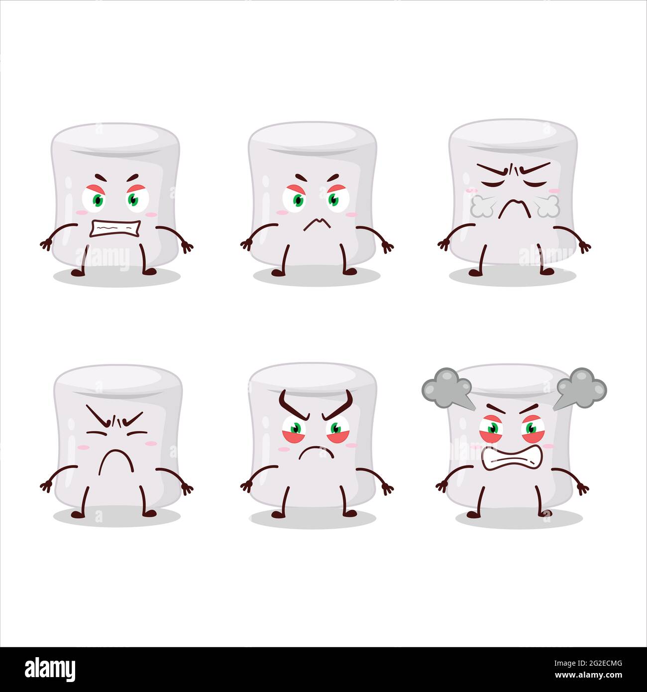 Marshmallow cartoon character with various angry expressions. Vector ...