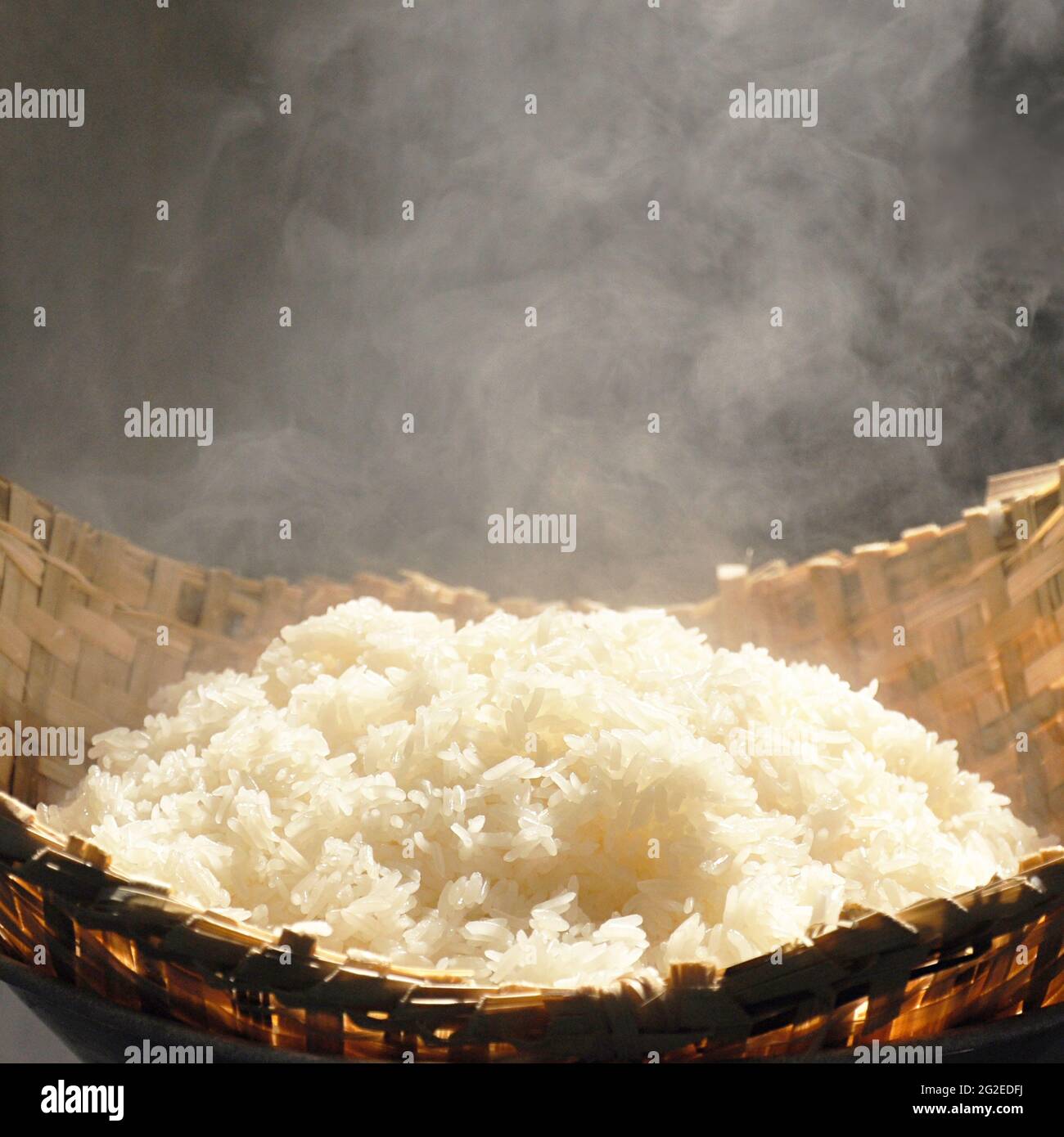 Cooked sticky rice in wooden steamer Stock Photo - Alamy