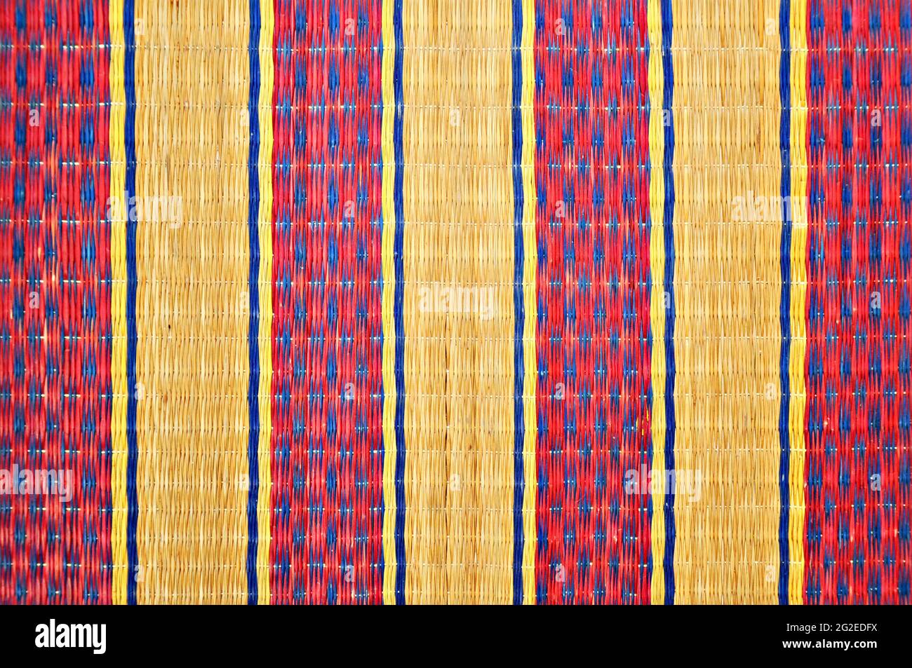 Colorful reed mat texture background Stock Photo - Alamy