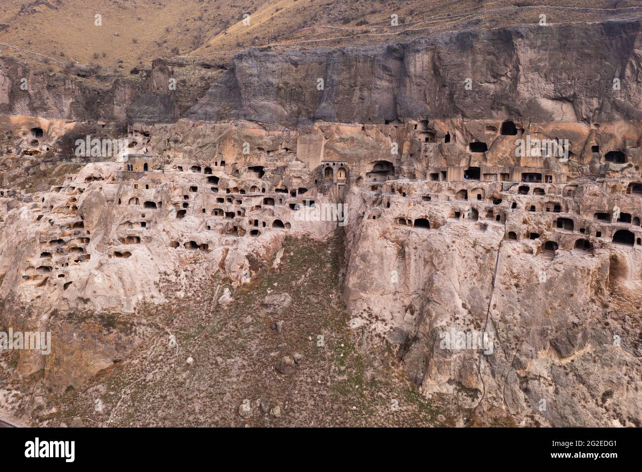 Vardzia cave monastery structures carved into mountain Stock Photo - Alamy