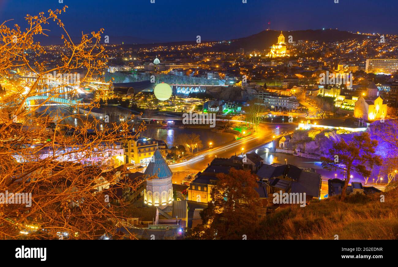 Night view of Tbilisi, capital of Georgia Stock Photo - Alamy