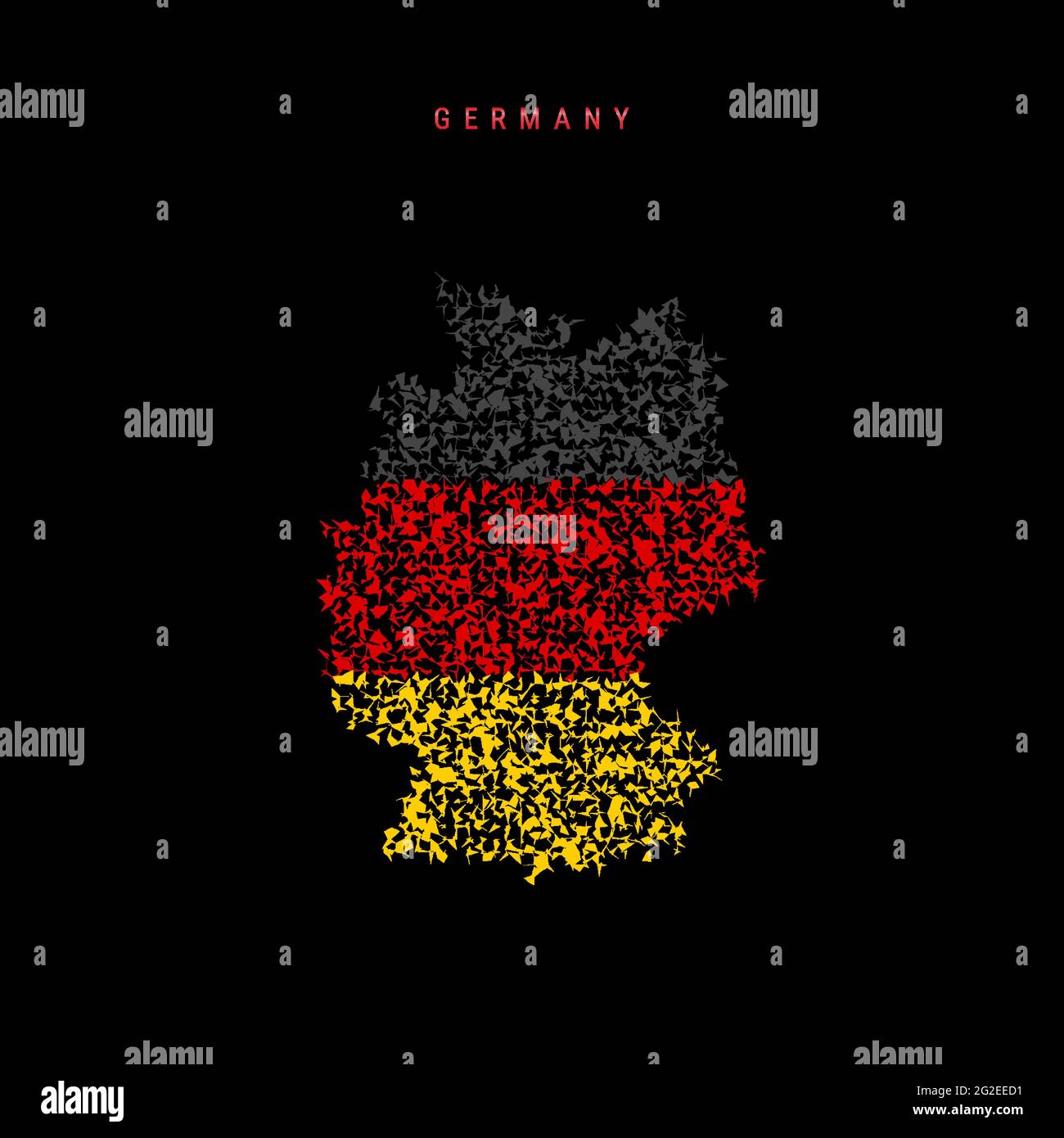 Germany flag map, chaotic particles pattern in the colors of the German ...