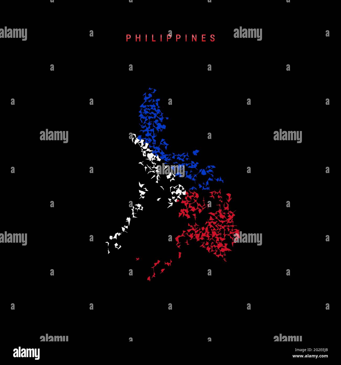 Philippines flag map, chaotic particles pattern in the colors of the ...