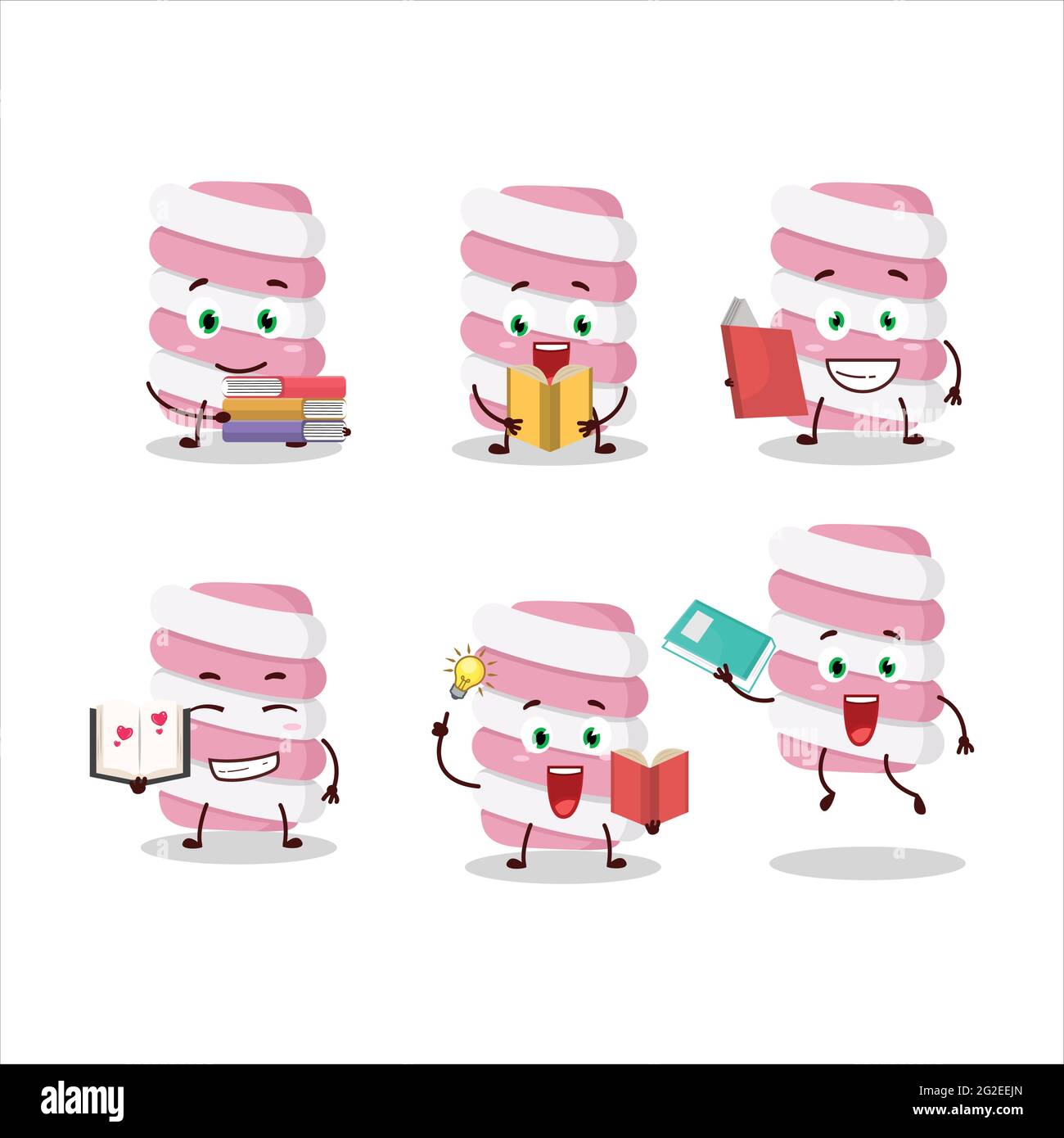 A picture of marshmallow twist cartoon character concept reading an ...