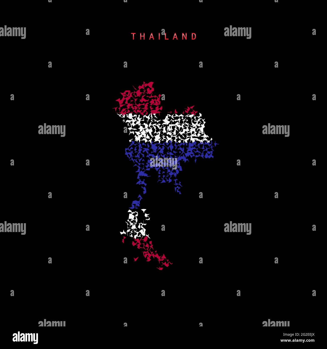 Thailand flag map, chaotic particles pattern in the colors of the Thai ...