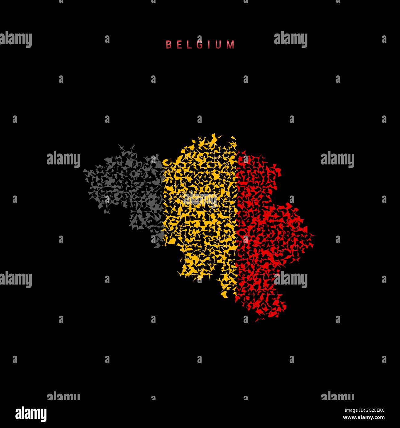 Belgium flag map, chaotic particles pattern in the colors of the ...