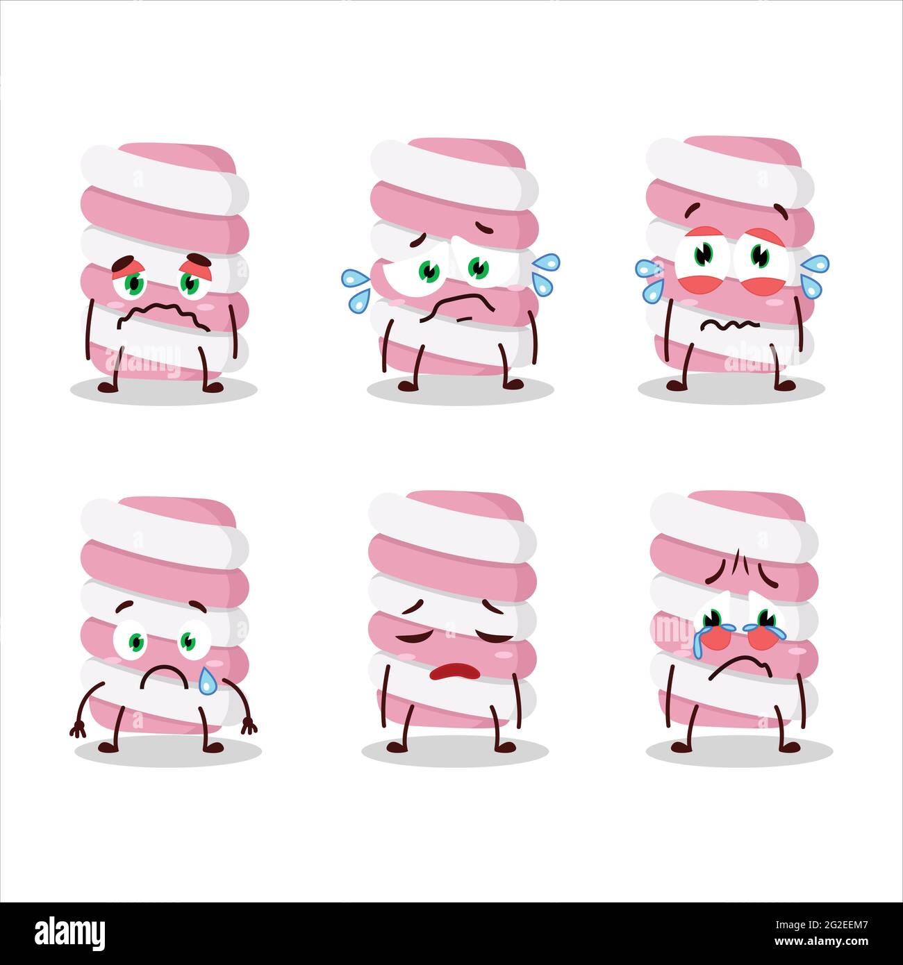 Marshmallow twist cartoon character with sad expression. Vector ...