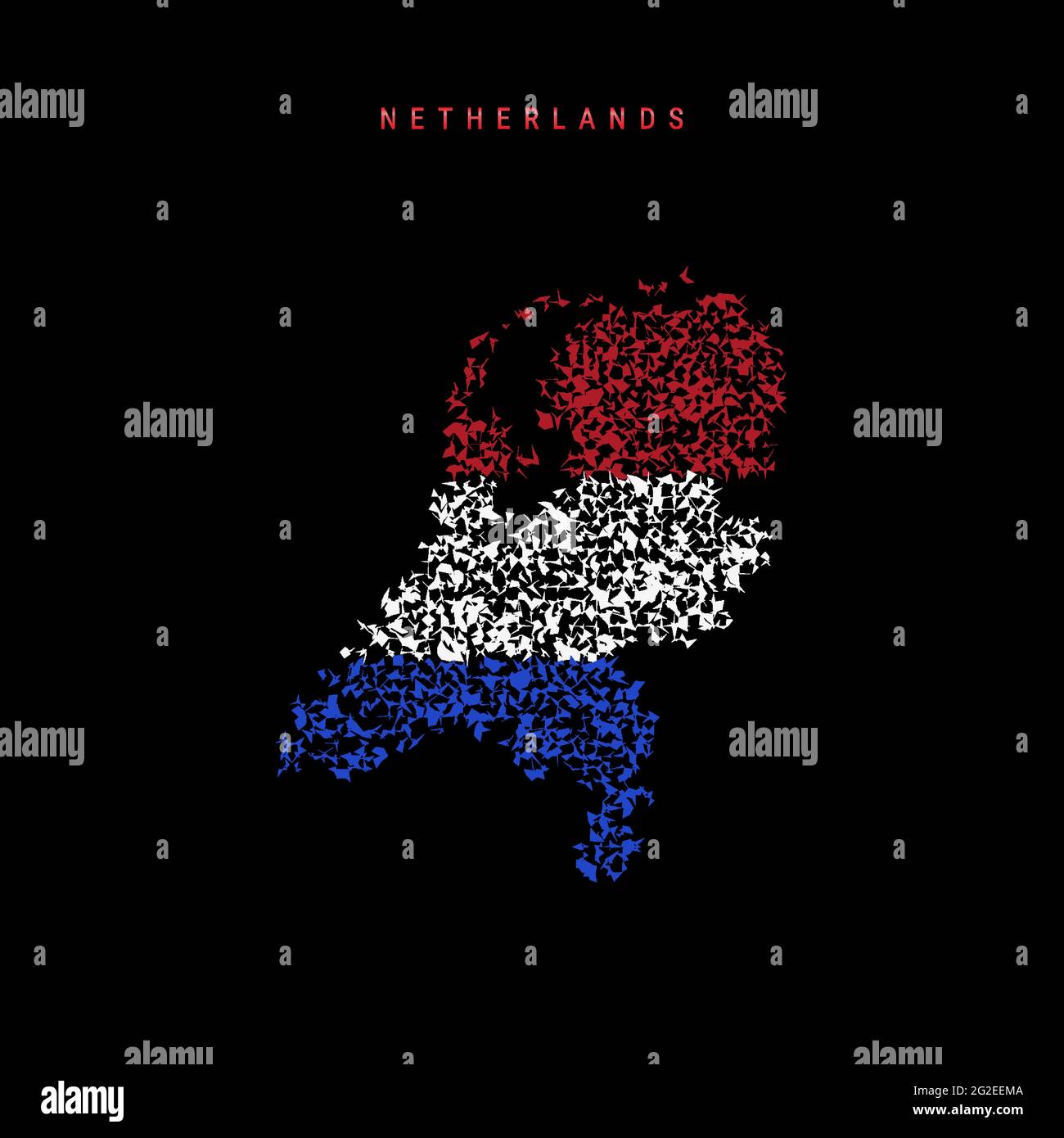 Netherlands, Holland flag map, chaotic particles pattern in the colors ...