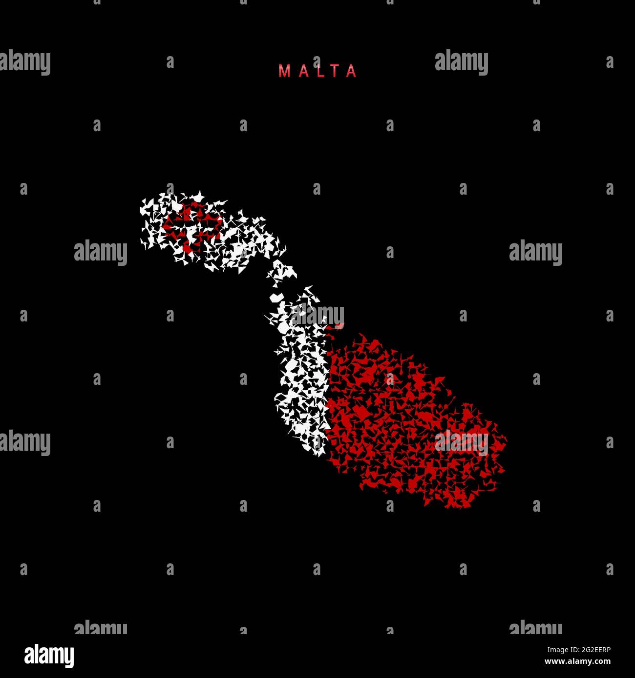 Malta Flag Map Chaotic Particles Pattern In The Colors Of The Maltese