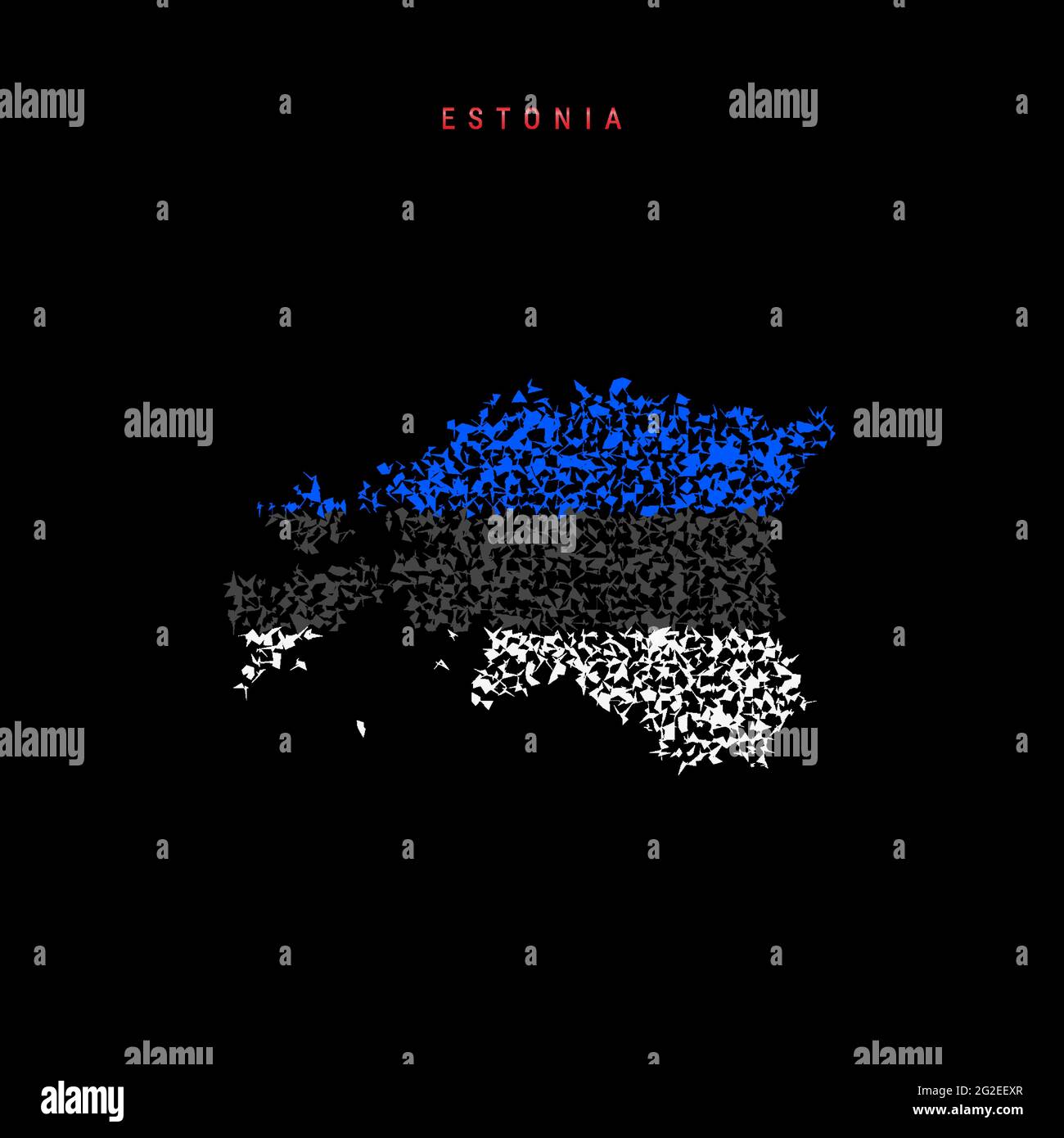 Estonia flag map, chaotic particles pattern in the colors of the ...