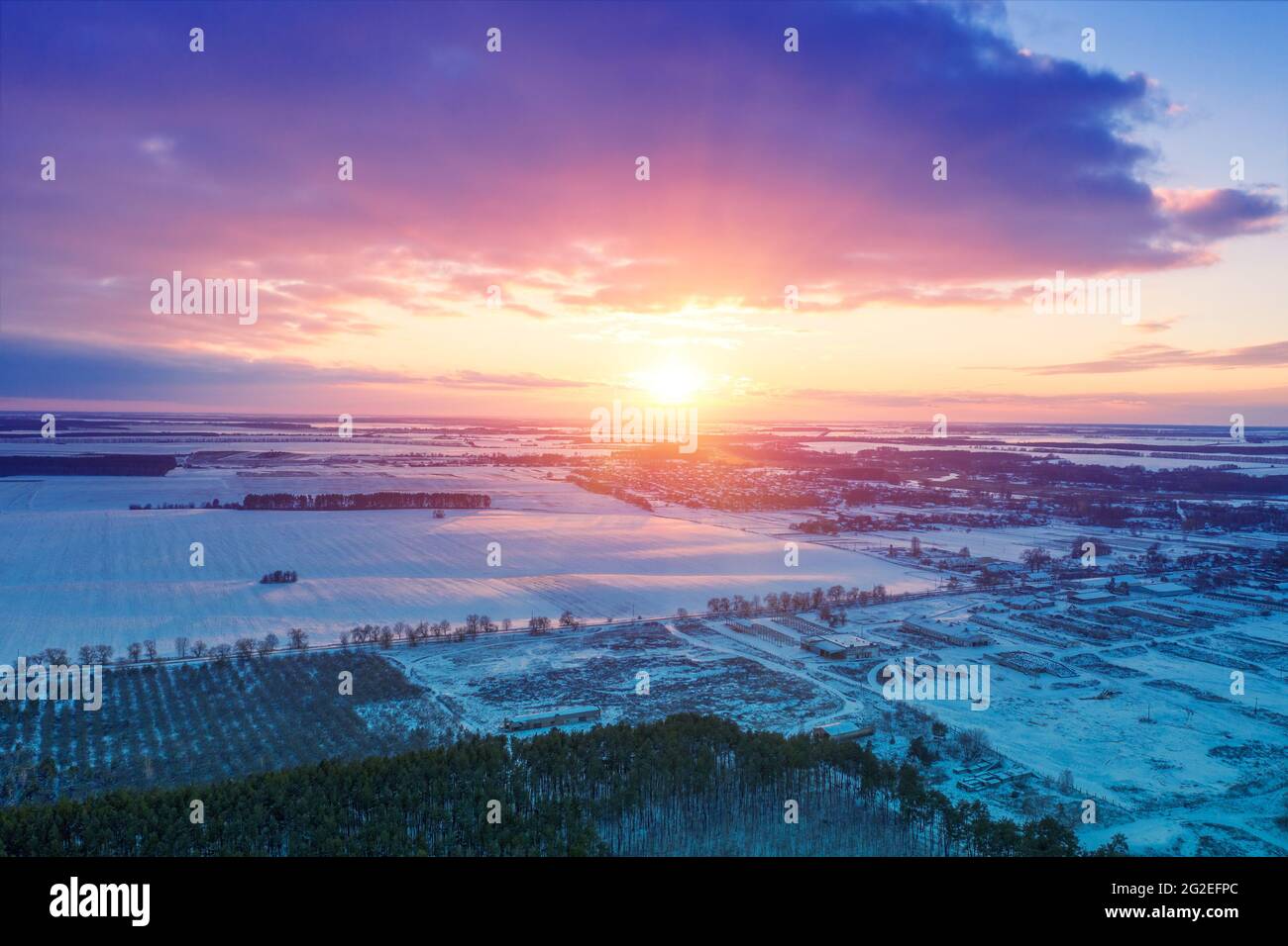 Beautiful drone view winter sunset hi-res stock photography and images ...