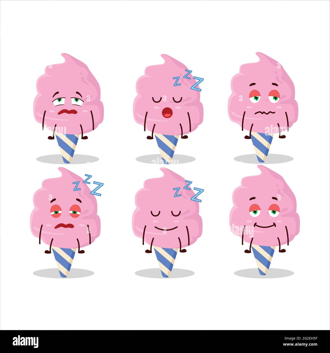 Cartoon character of cotton candy strawberry with sleepy expression ...
