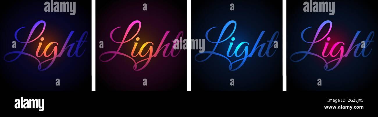 Neon light word in four colors on four backgrounds Stock Vector Image ...