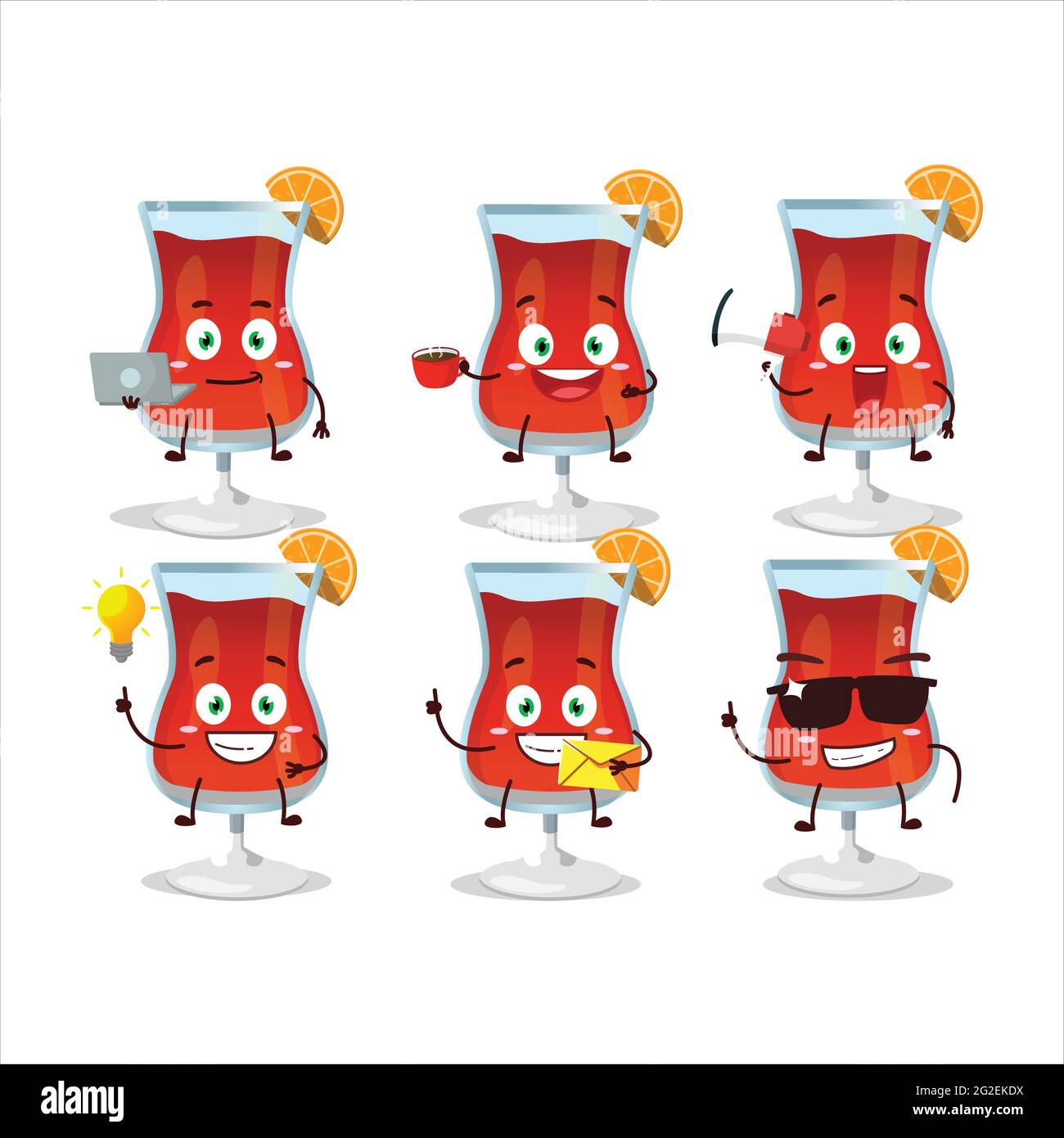 Cosmopolitan cocktail cartoon character with various types of business ...