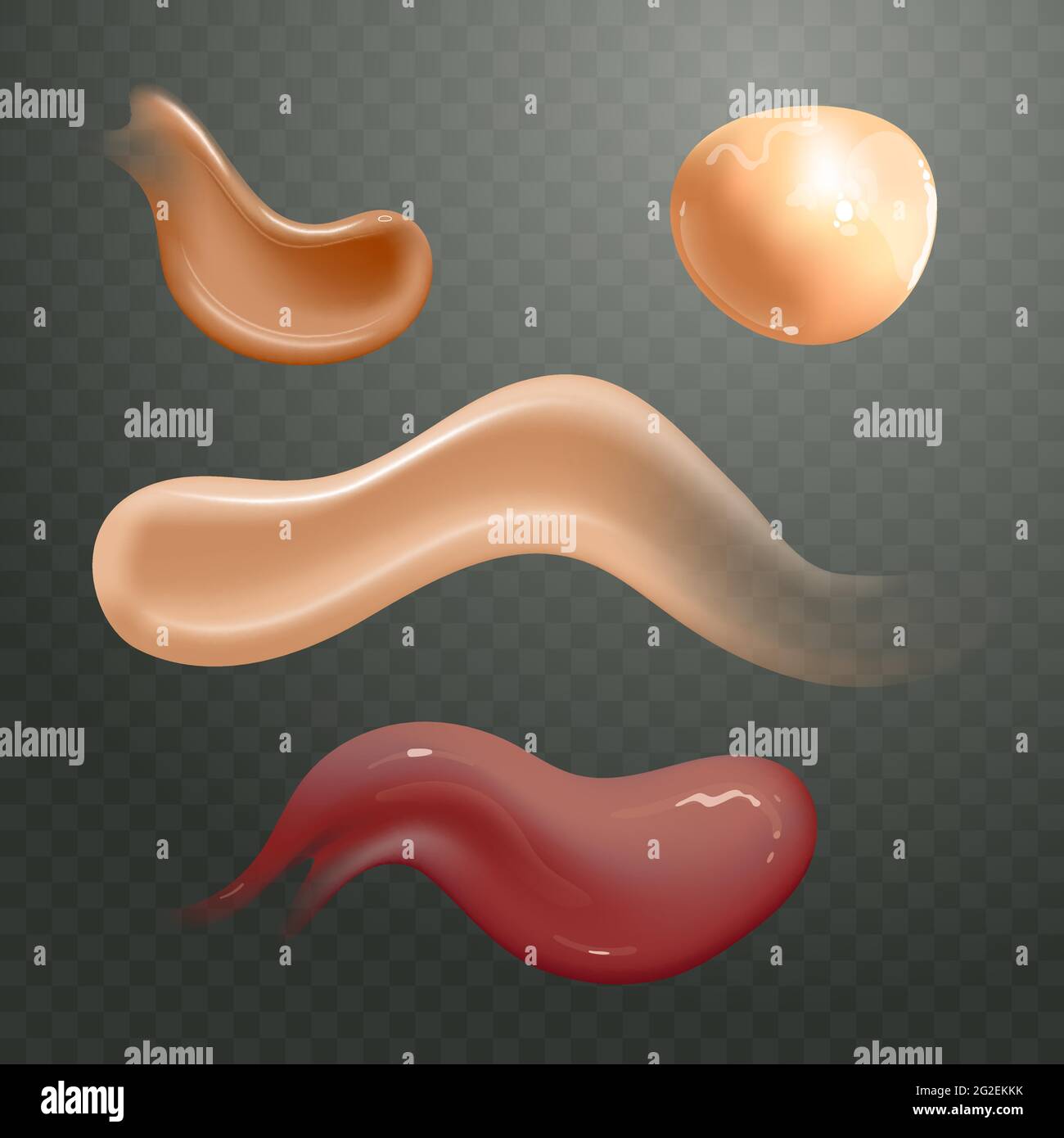 Set of realistic cosmetic cream smears. Skincare product of different ...