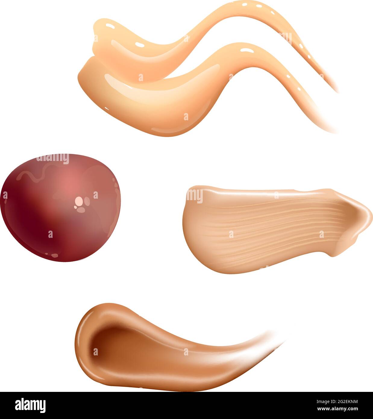 Set of realistic cosmetic cream smears. Skin toner of different body ...