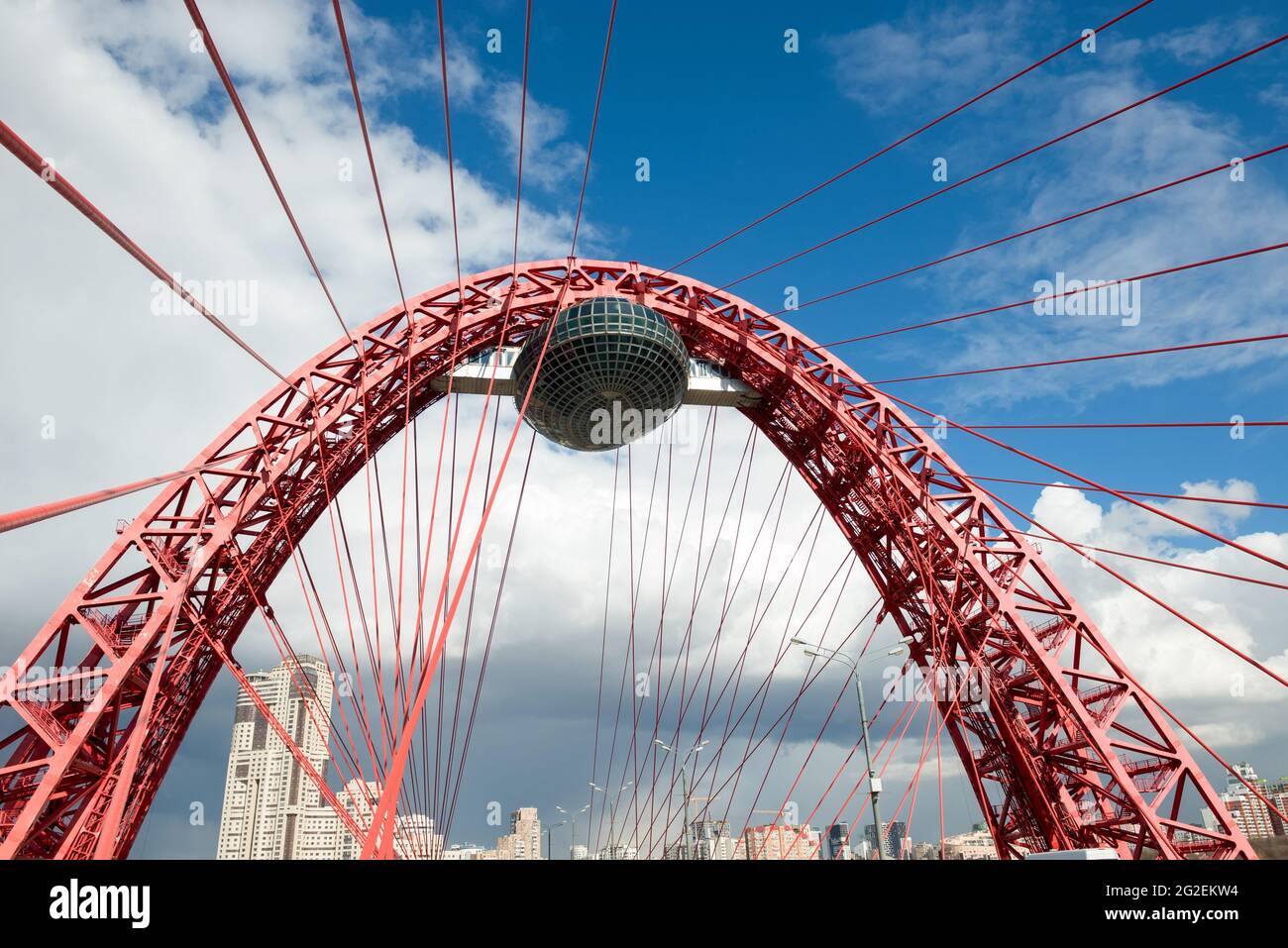 MOSCOW - APRIL 3, 2021: Beautiful cable-stayed Zhivopisny bridge in ...