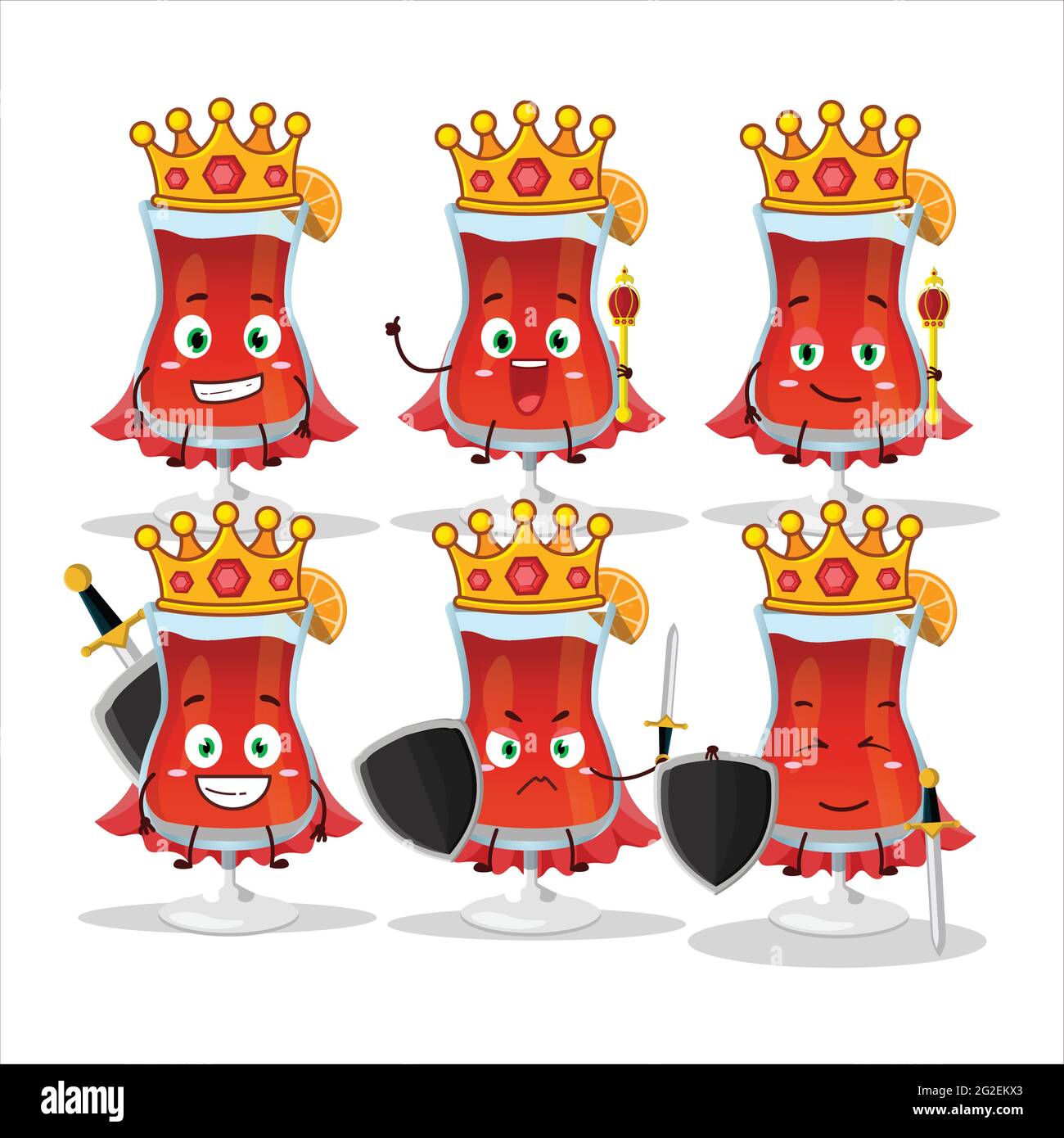 A Charismatic King cosmopolitan cocktail cartoon character wearing a ...