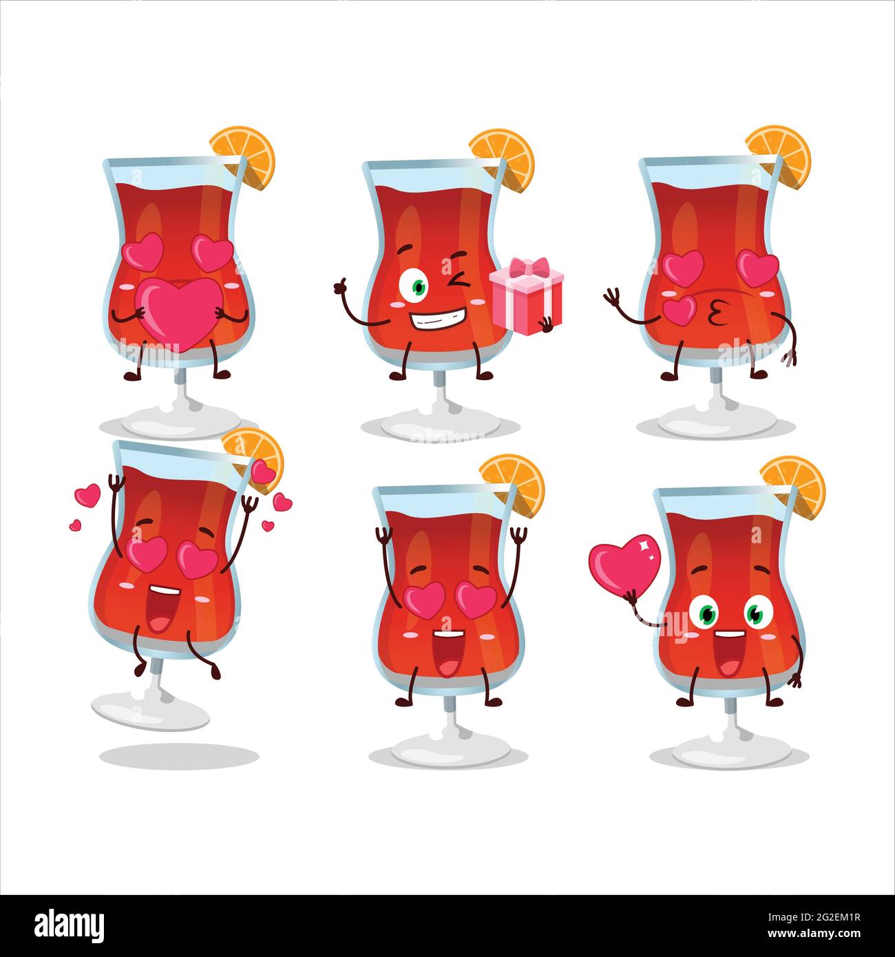 Cosmopolitan cocktail cartoon character with love cute emoticon. Vector ...