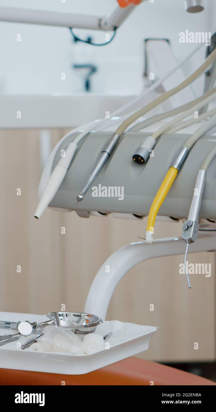 Close up of medical stomatology equipment in modern bright office ...