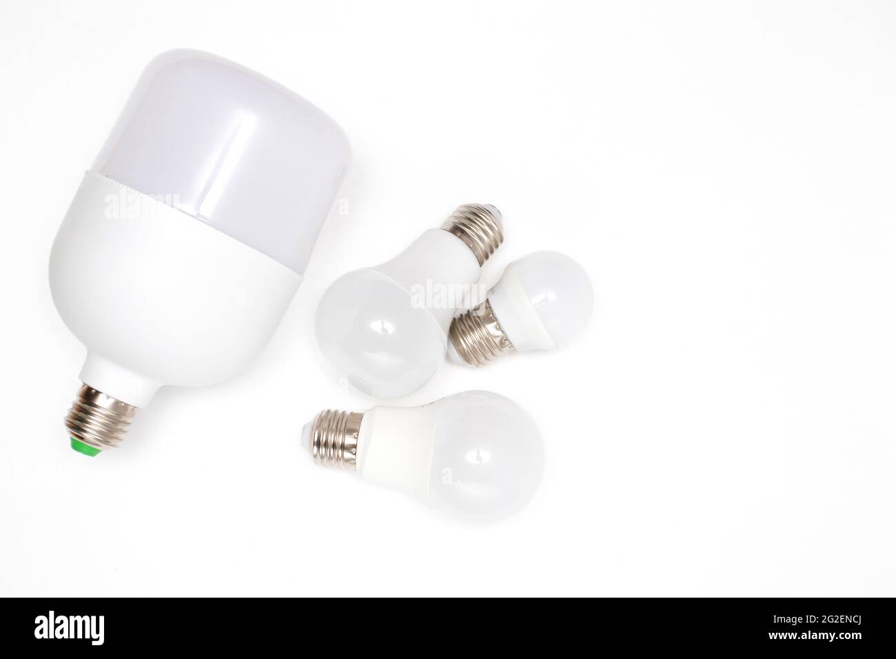 Eco friendly LED light bulbs on white background Stock Photo - Alamy