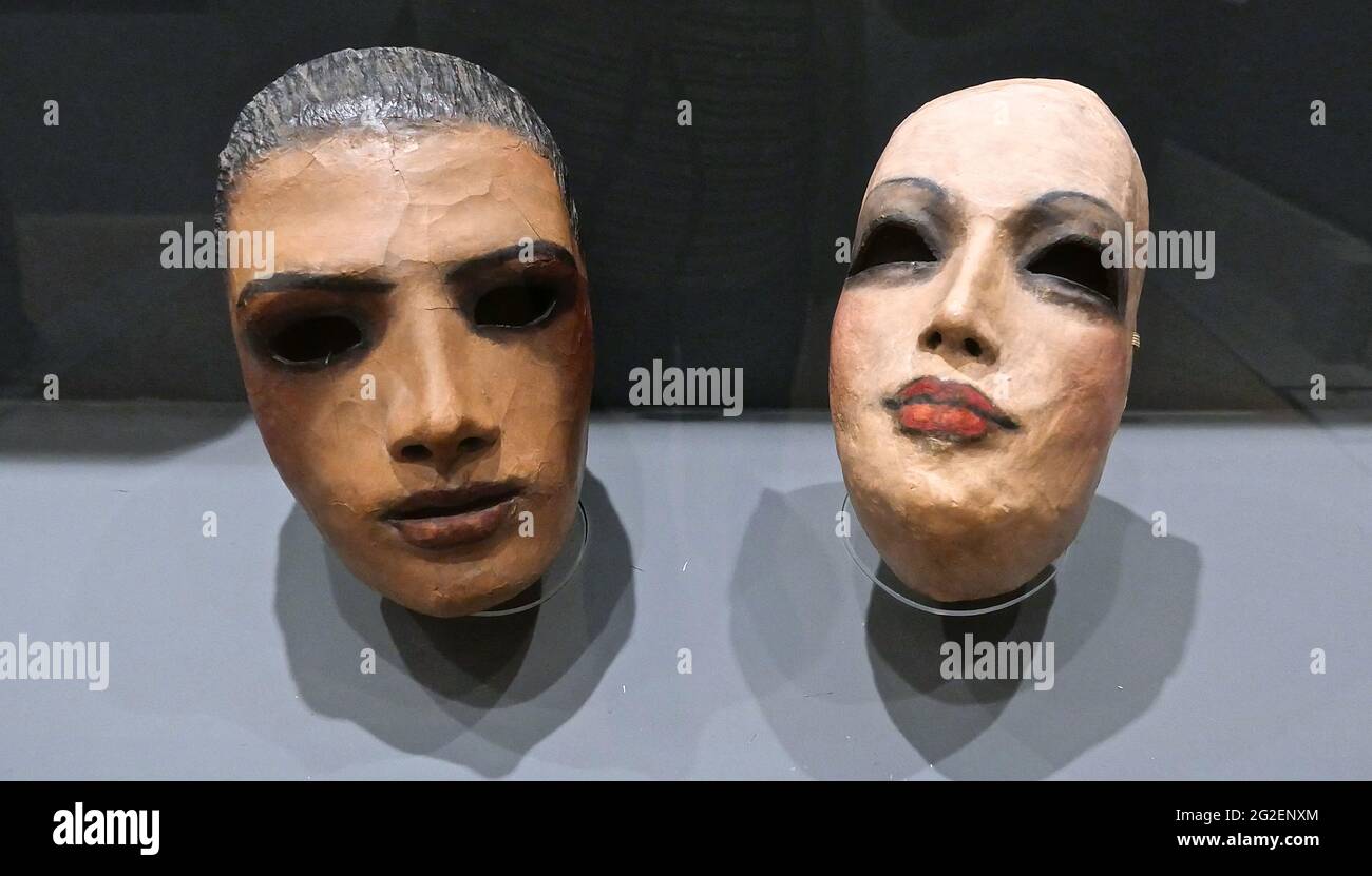 Two of Oliver messel's original masks for the ground - breaking staging ...