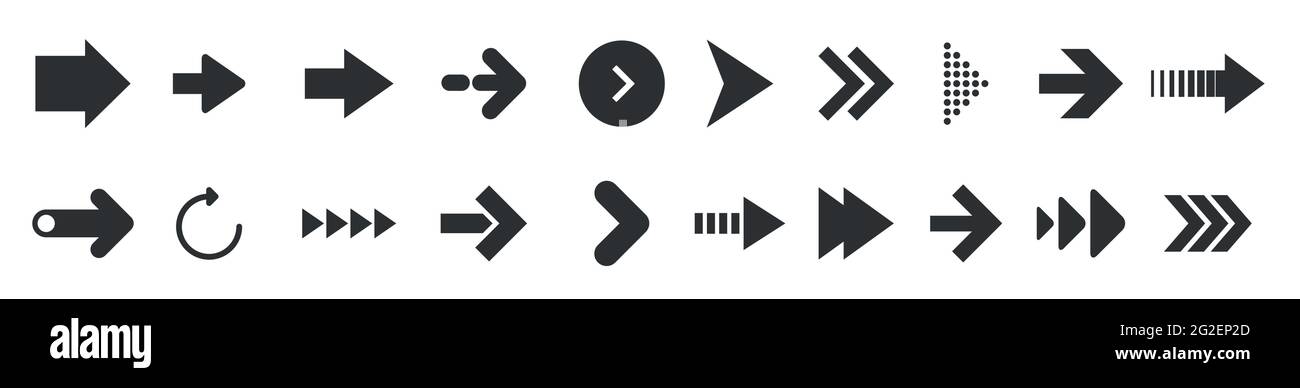 Black modern arrows set isolated on white background. UI and web design ...