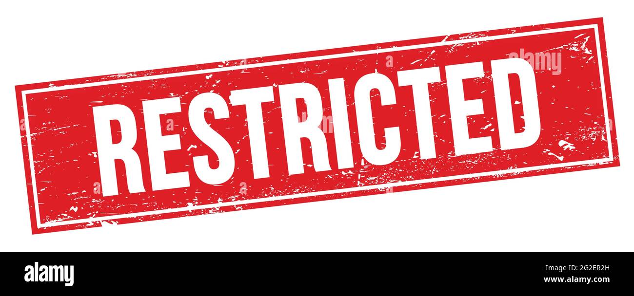 RESTRICTED text on red grungy rectangle stamp sign Stock Photo - Alamy