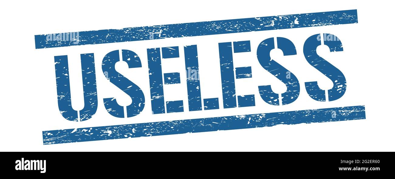 USELESS text on blue grungy lines stamp sign Stock Photo - Alamy
