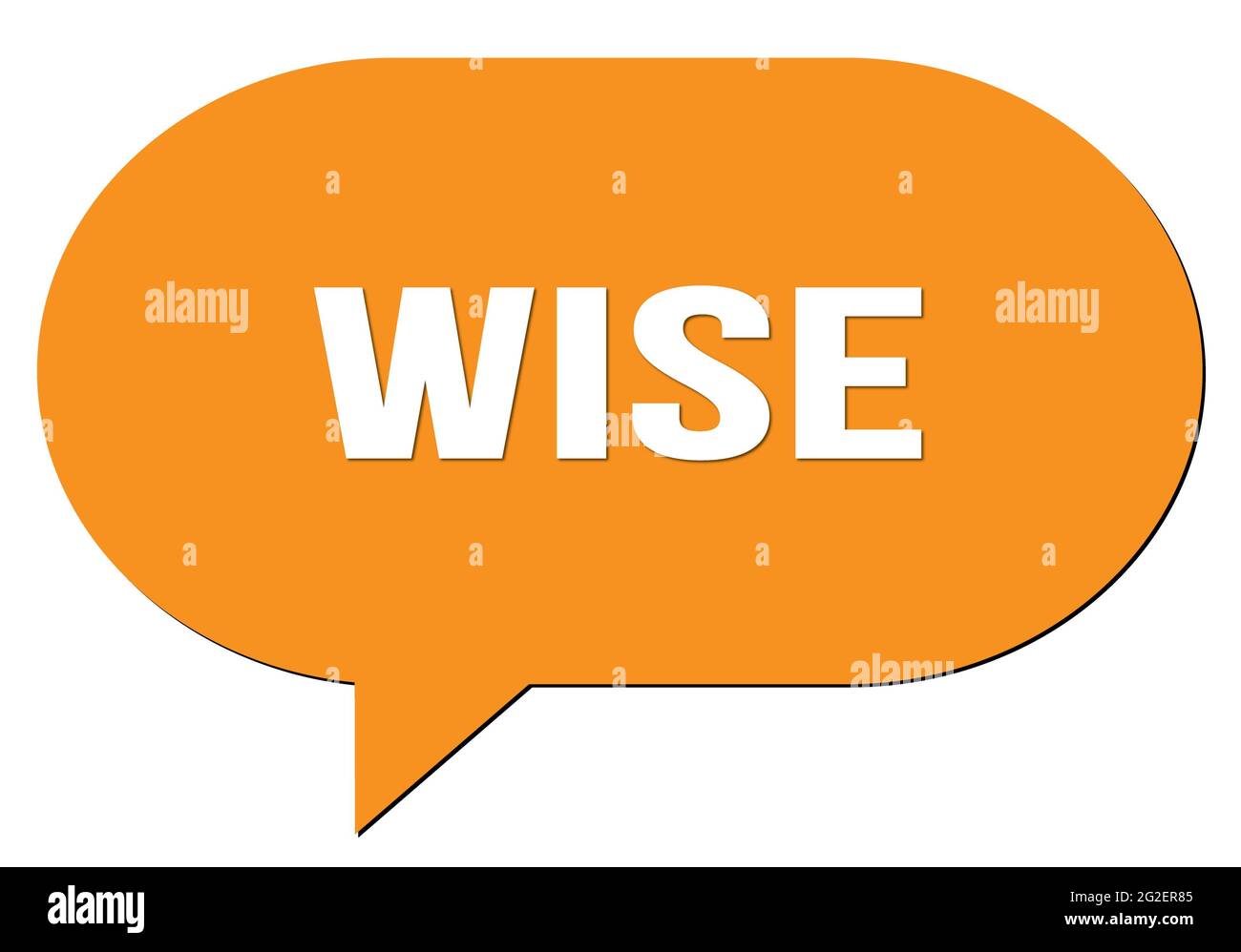 WISE text written in an orange speech bubble stamp Stock Photo - Alamy
