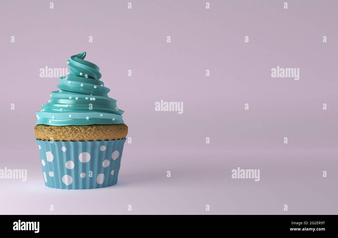 Cupcake with buttercream icing and sprinkles isolated on pink ...