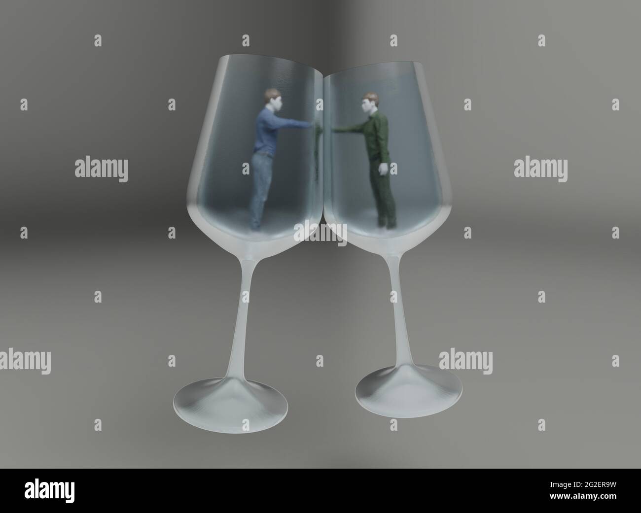 Two human personal boundaries, 3d render concept Stock Photo - Alamy