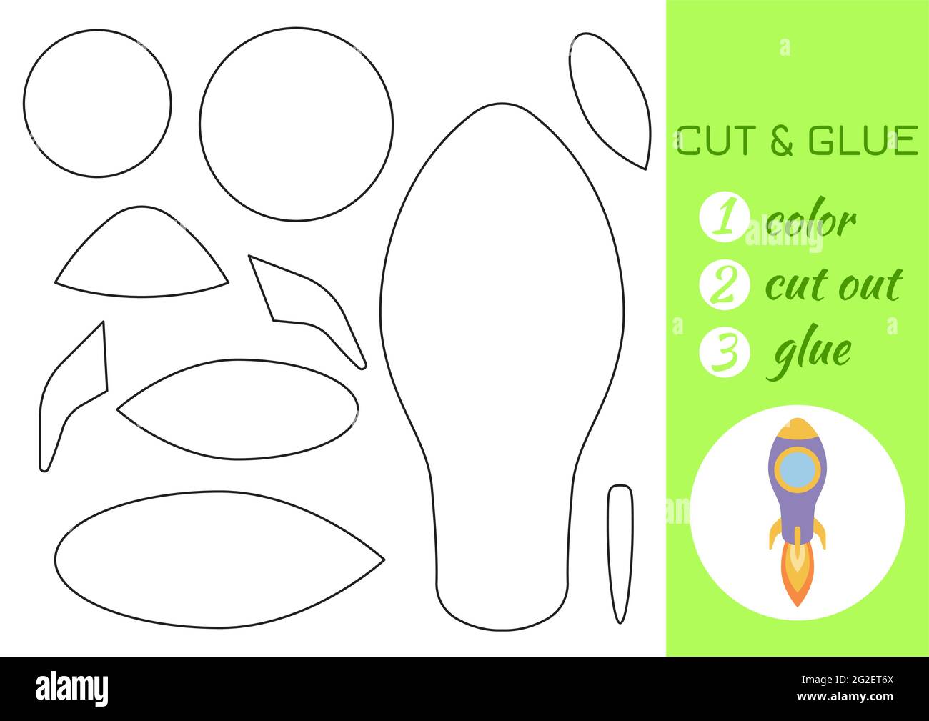 Color, cut and glue paper violet helicopter. Cut and paste craft ...