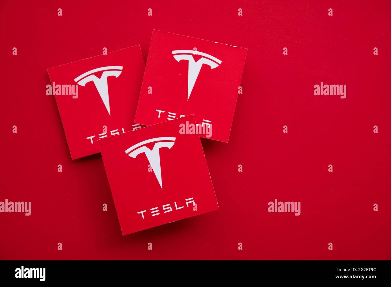 LONDON, UK - June 2021: Tesla electric vehicle and clean energy logo ...