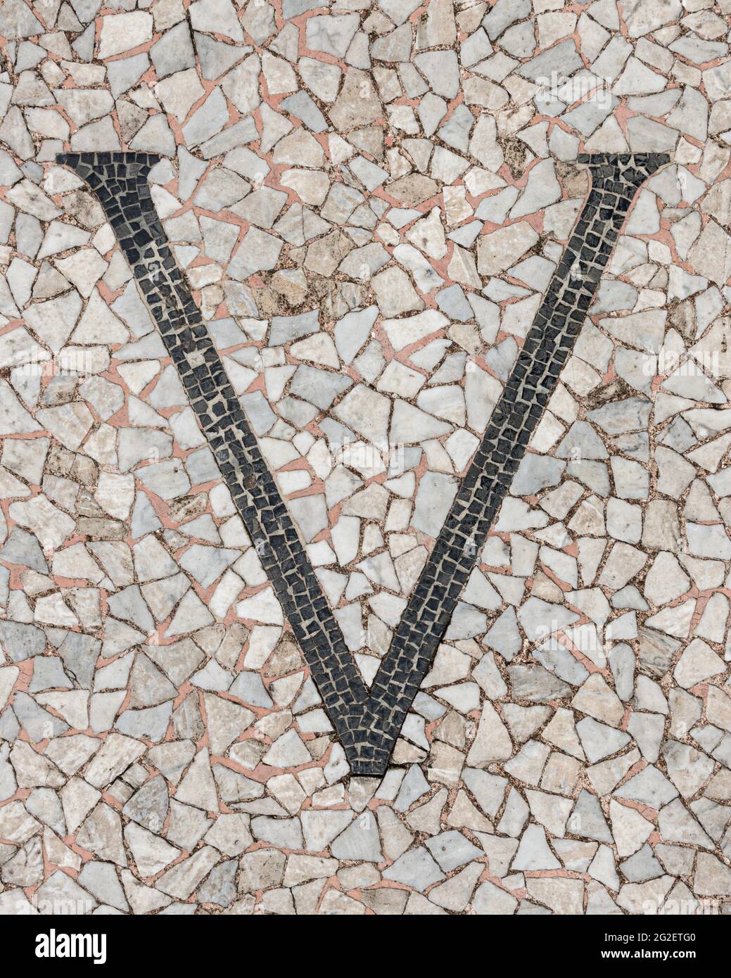 Letter V made of mosaic stones Stock Photo - Alamy