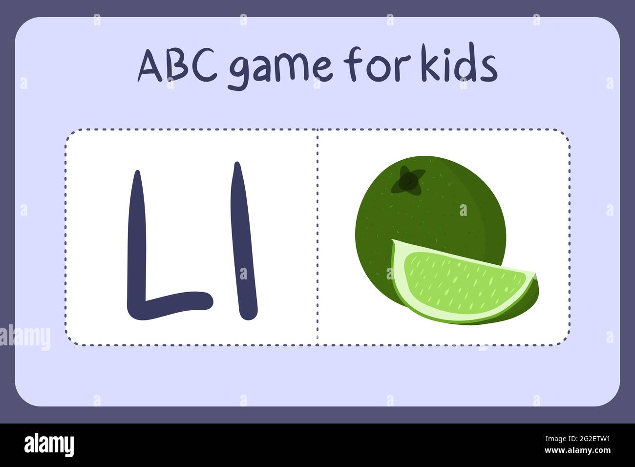 Kid alphabet mini games in cartoon style with letter L - lime . Vector ...