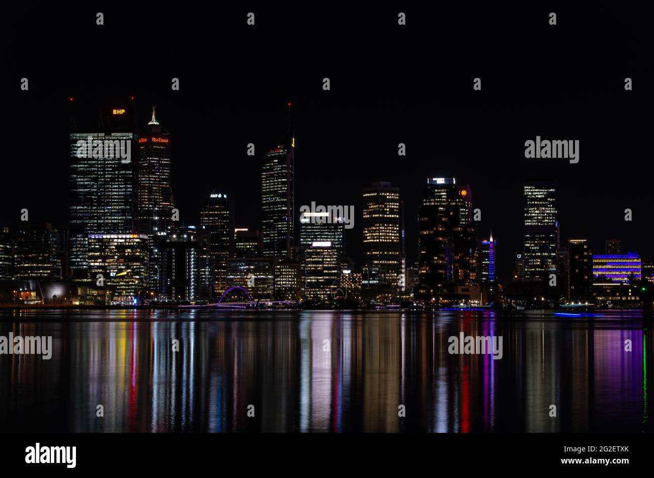 A shot of Elizabeth Quay from across the river showing the night life ...