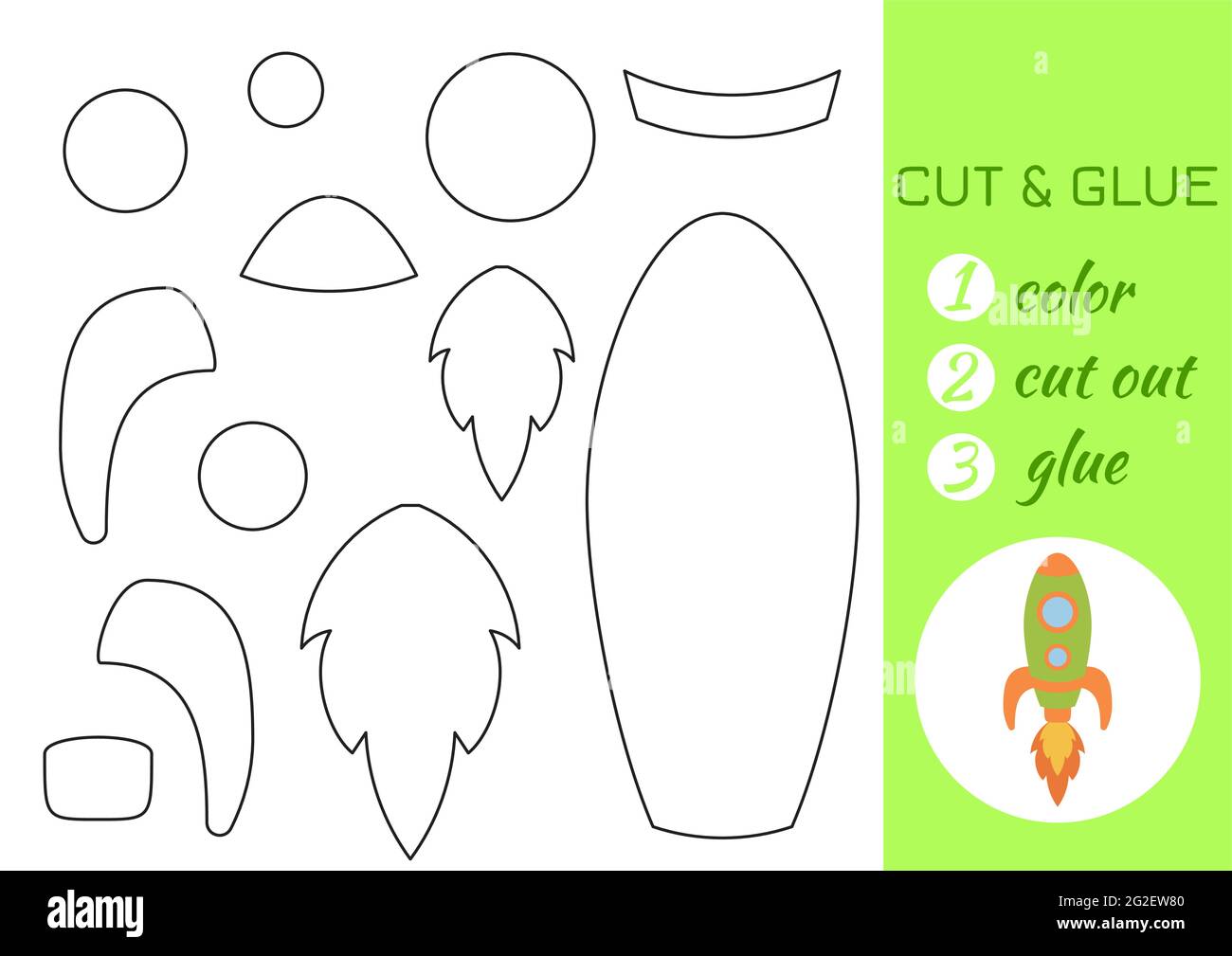 Color, cut and glue paper green helicopter. Cut and paste craft ...