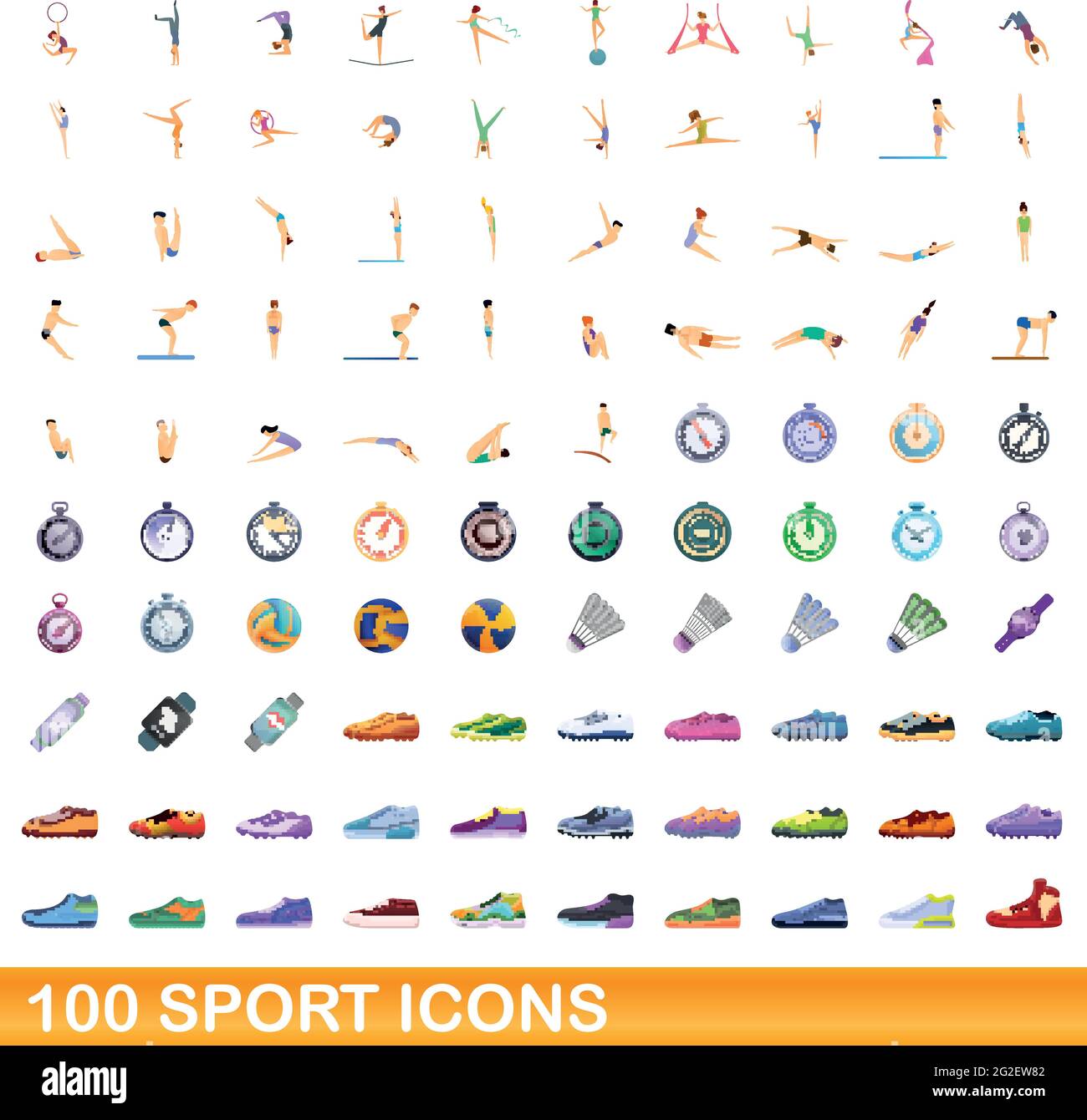 100 sport icons set. Cartoon illustration of 100 sport icons vector set ...