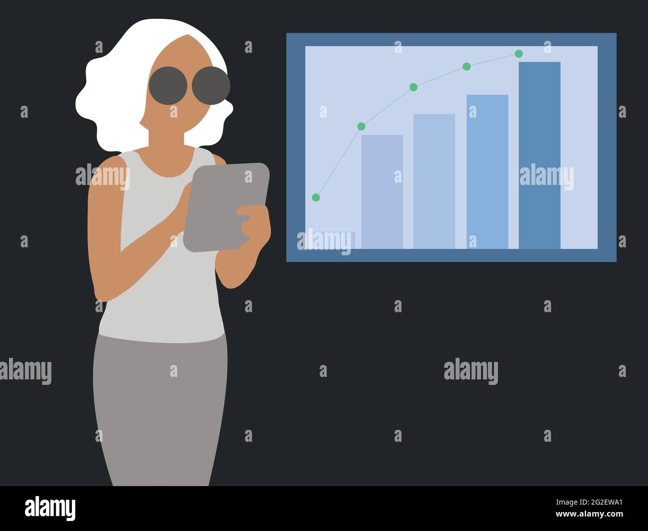 Business woman with business graph vector illustration Stock Vector ...