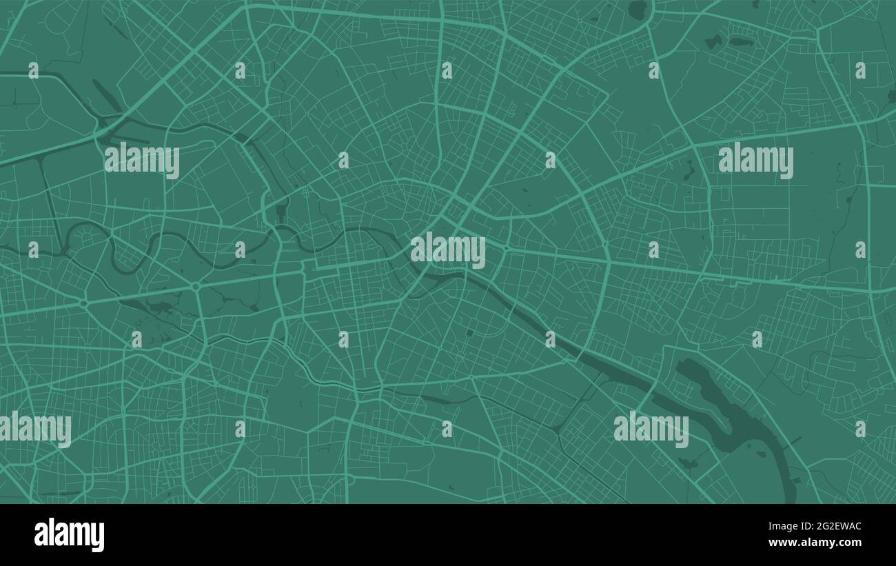 Green Berlin City area vector background map, streets and water ...