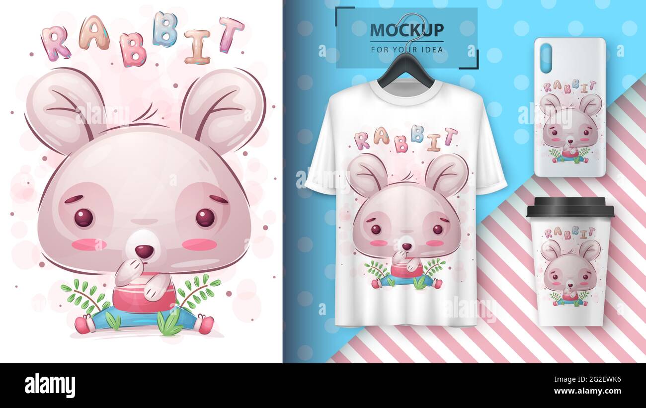 Cute rabbit - poster and merchandising Stock Vector Image & Art - Alamy