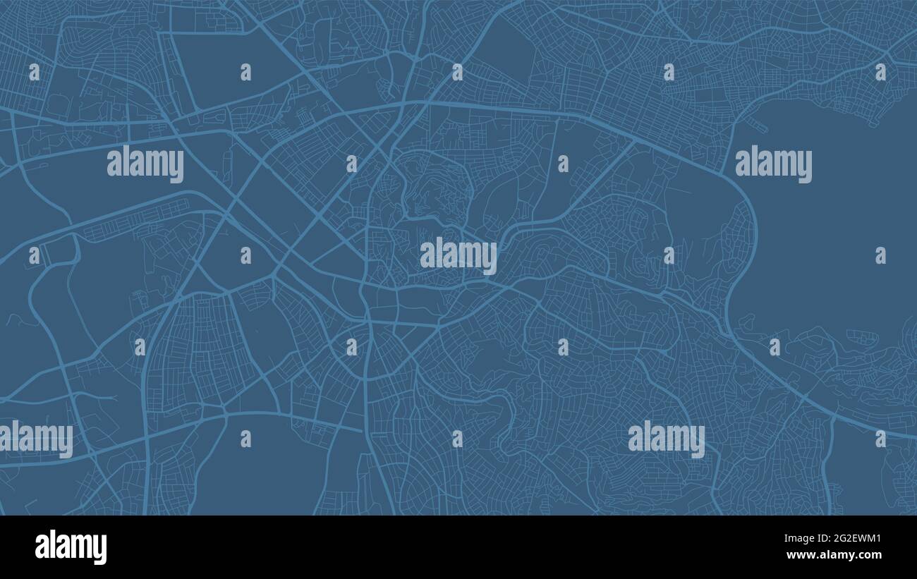 Blue Ankara City area vector background map, streets and water ...