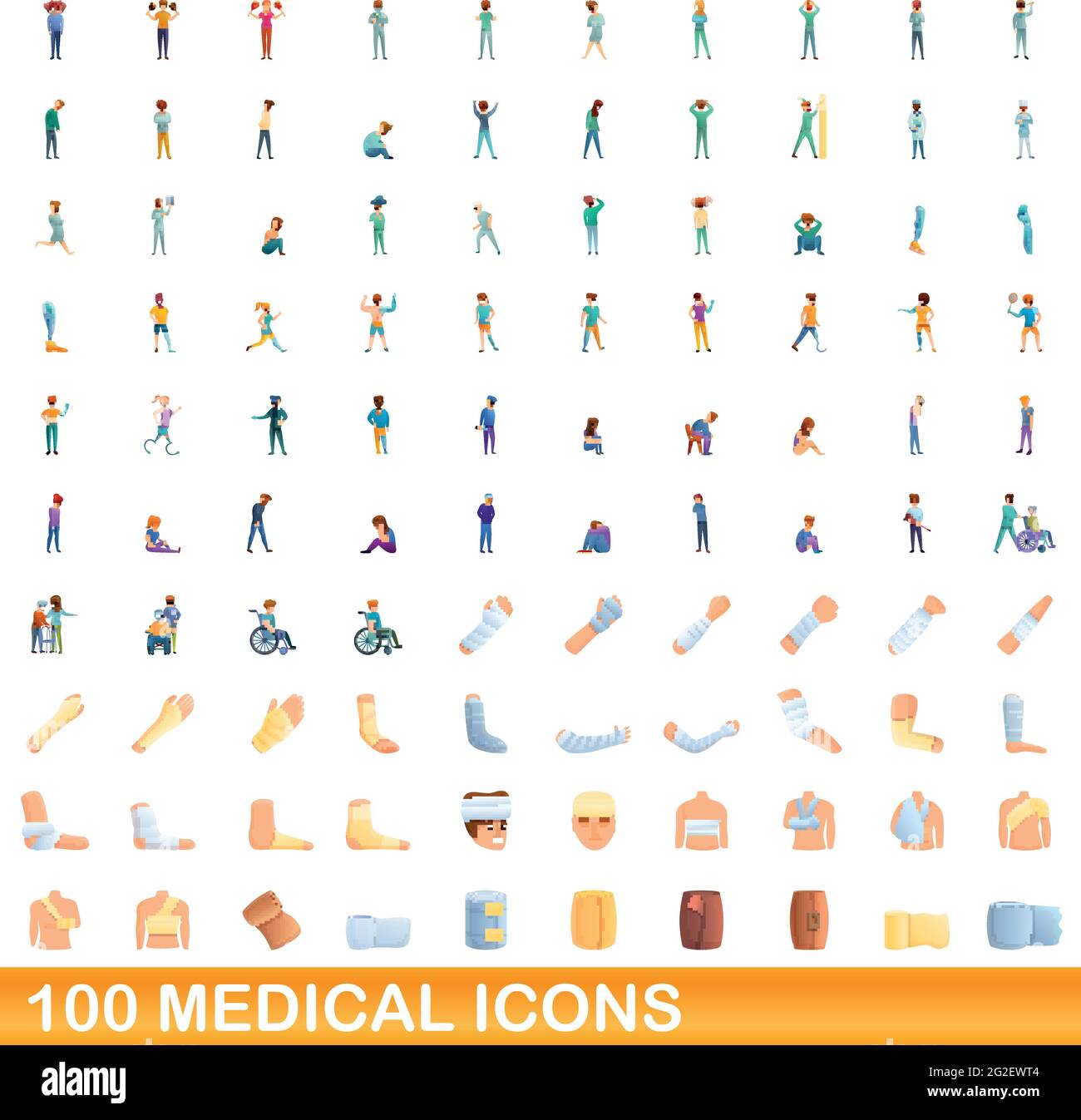100 medical icons set. Cartoon illustration of 100 medical icons vector ...