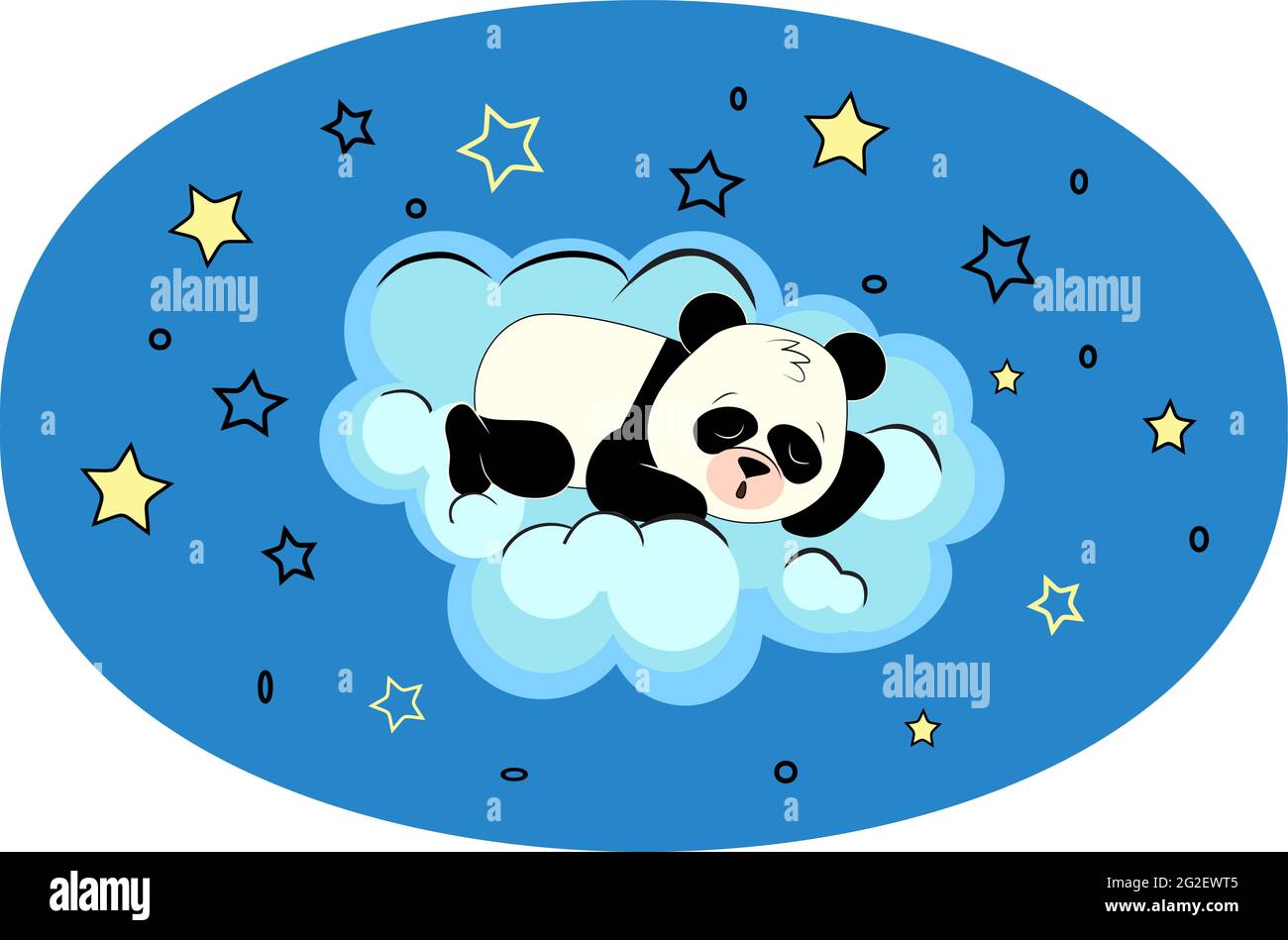 Cartoon cute panda sleeping on cloud in night sky Stock Vector Image ...
