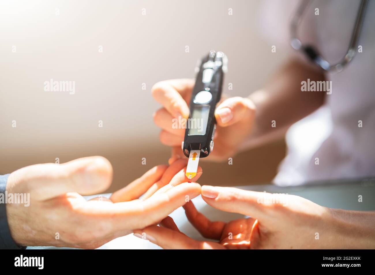 Diabetic senior woman checking hi-res stock photography and images - Alamy