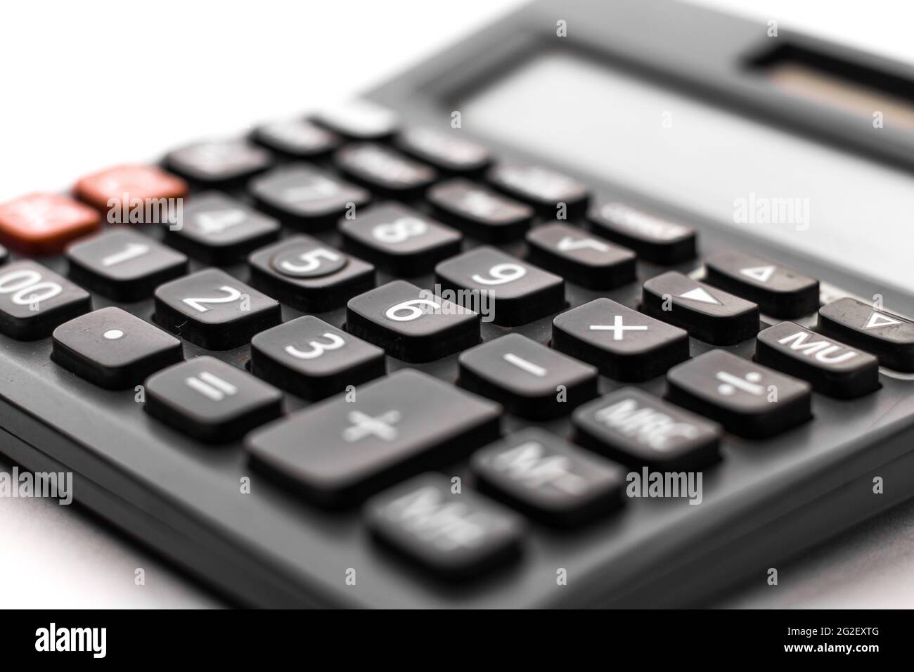 Black calculator on white background isolated stock image Stock Photo ...