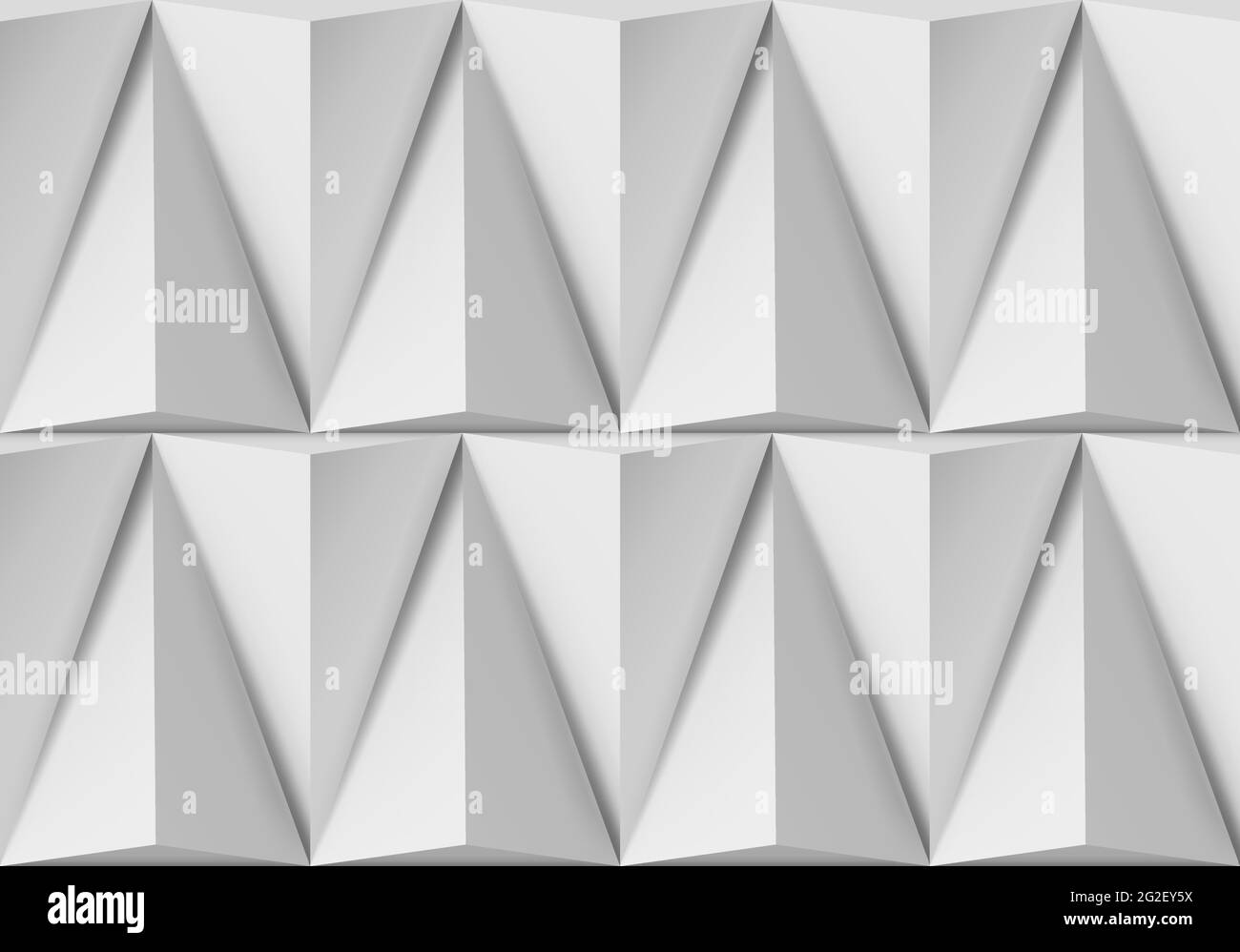 Abstract white background with triangular 3D shapes in pattern and side ...