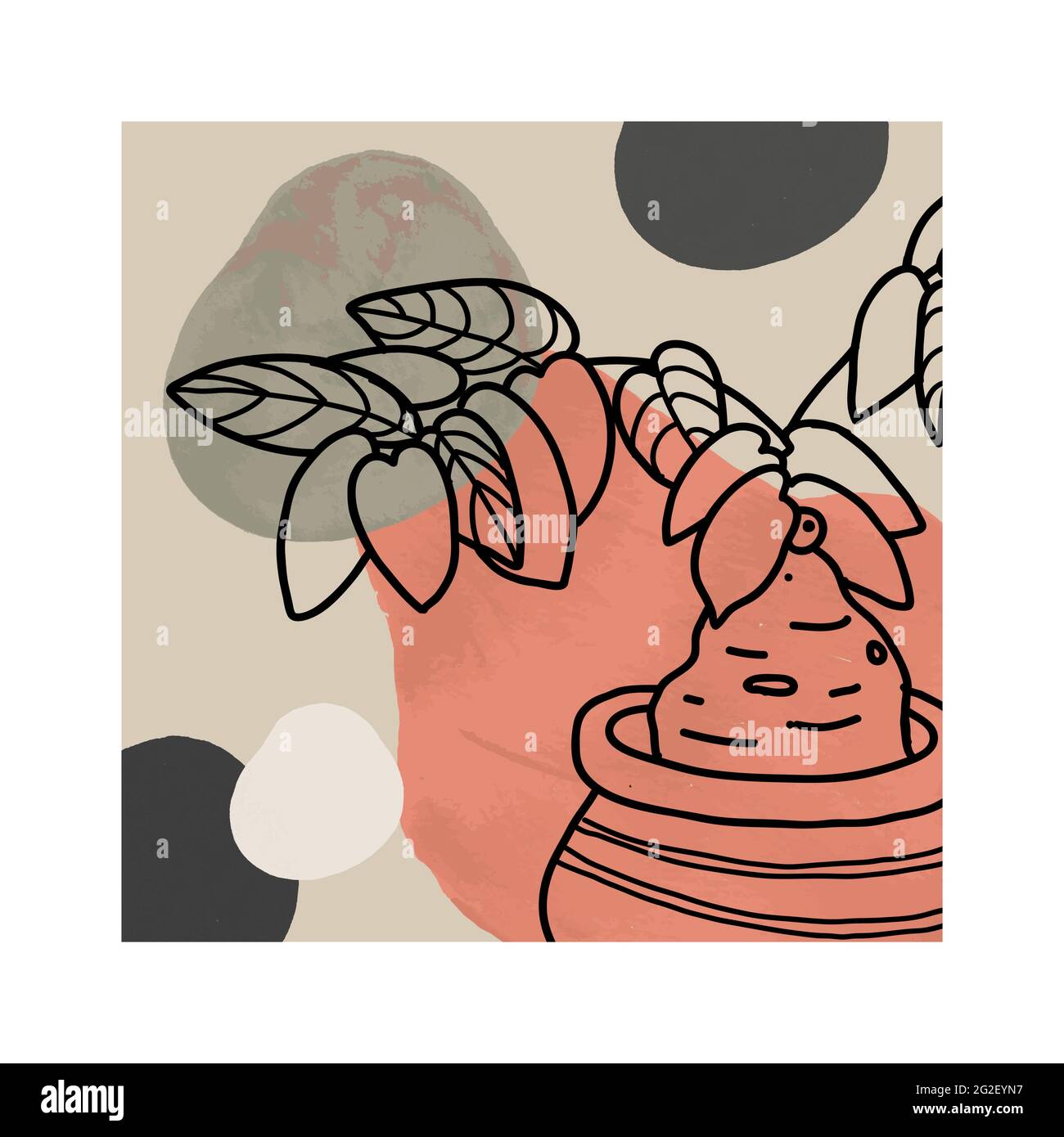 line art botany template poster with color spots Stock Vector Image ...